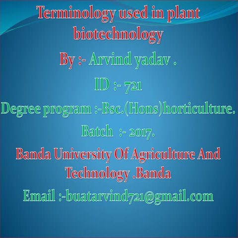 terminology used in plant bio technology | PPTX
