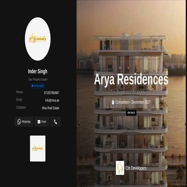 Arya Residences at Dubai Islands – Citi Developers | PDF