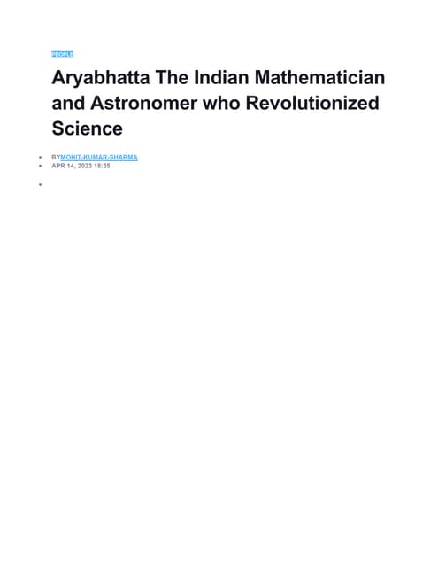 Ancient indian mathematicians | PPT