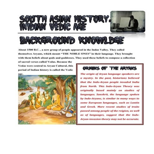 SOUTH ASIAN HISTORY THE ARYANS { VEDIC AGE} | PDF