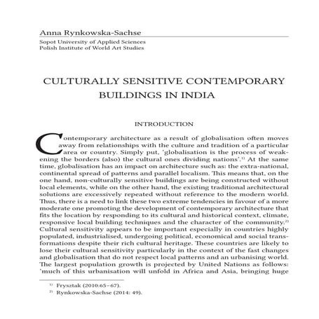 Culturally Sensitive Contemporary Buildings in India | PDF