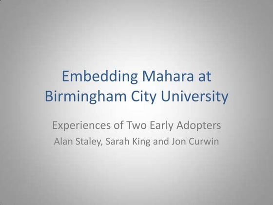 Why Mahara? | PDF