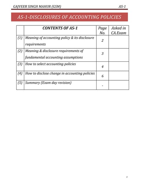 Accounting standard 6 Presentation | PPT