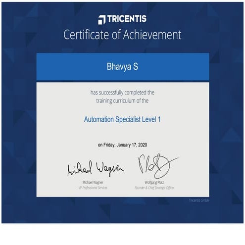 Tricentis Automation Specialist Level 1 | PPT