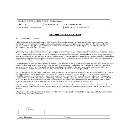 As actor release form2 | PDF