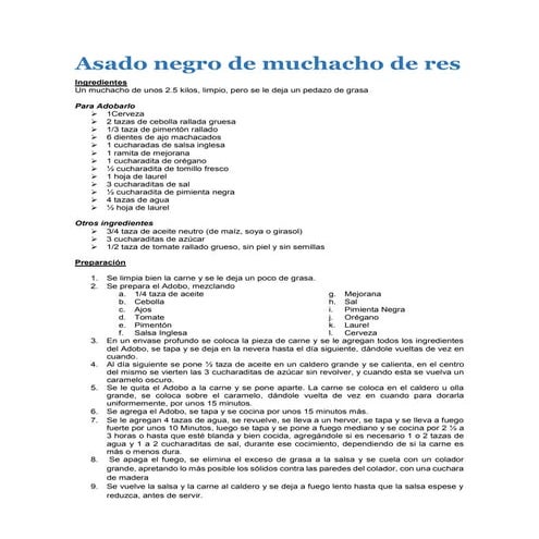 Asado negro de muchacho de res | PDF