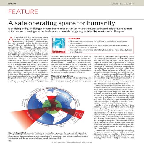 A safe operating space for humanity | PDF