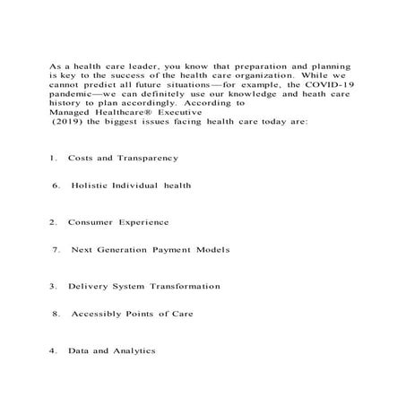 As a health care leader, you know that preparation and planning | PDF