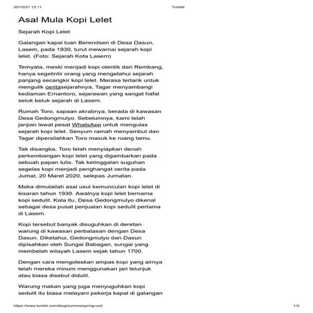Asal mula kopi lelet | PDF