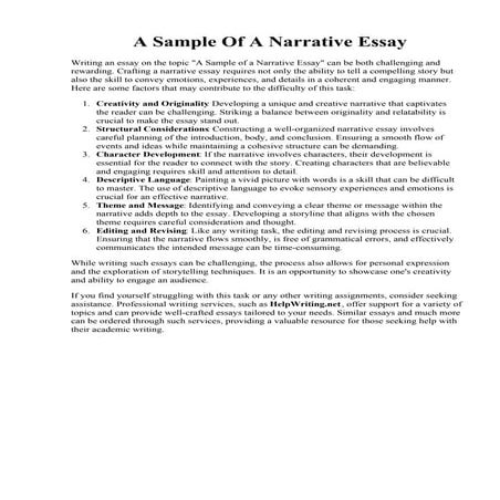 A Sample Of A Narrative Essay.pdfA Sample Of A Narrative Essay | PDF