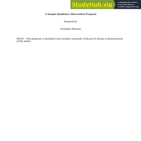 A Sample Qualitative Dissertation Proposal | PDF