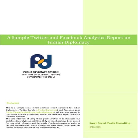 A sample twitter and facebook analytics report for Indian diplomacy ...
