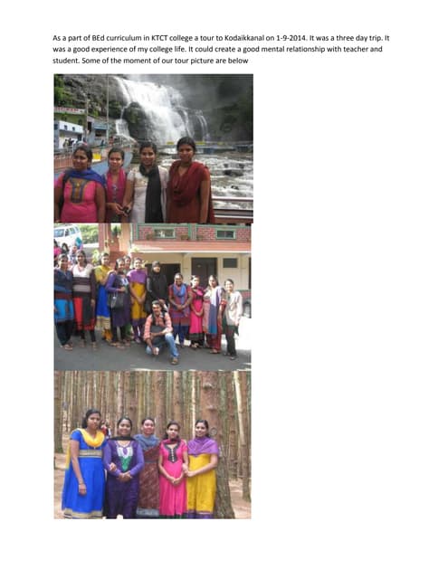 As A Part Of B Ed Curriculum In Ktct College A Tour To Kodaikkanal On 1