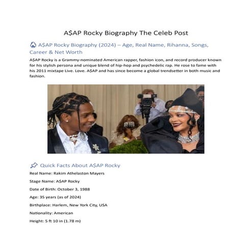 ASAP Rocky Life Biography The Celeb Post | PDF