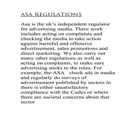 Asa regulations | DOC