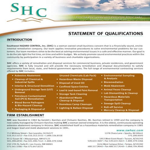 SHC Latest Statement Of Qualifications | PDF