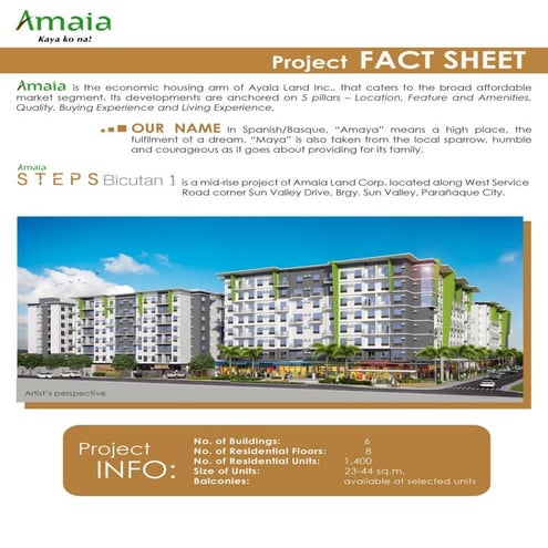 Amaia Bicutan Factsheet | PDF