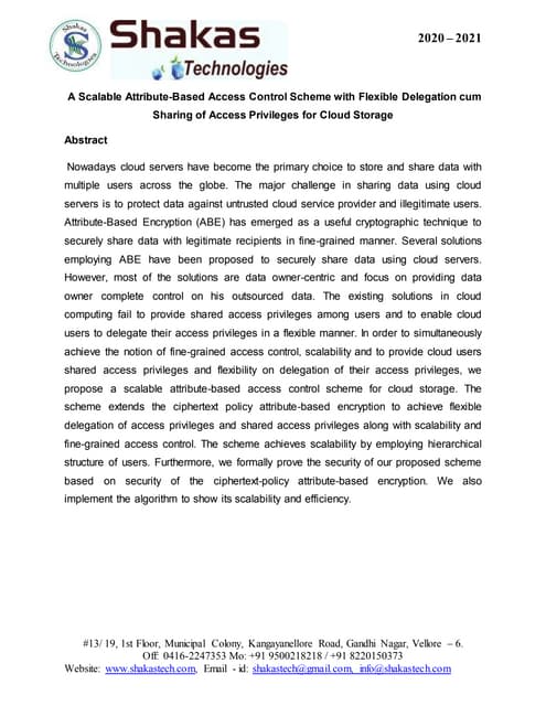 A Scalable Attribute Based Access Control Scheme With Flexible Delegation Cum Sharing Of Access