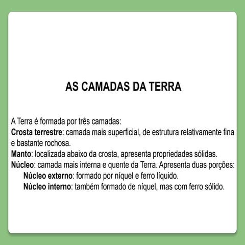 AS CAMADA INTERNAS DA TERRA ppt 6 ano 02 | PPTX