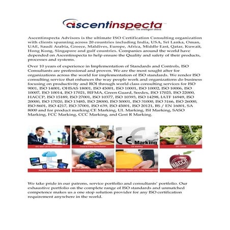 Ascent inspecta - ISO Consultant, ISO Certification | PDF
