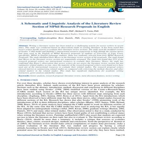 A Schematic And Linguistic Analysis Of The Literature Review Section Of ...