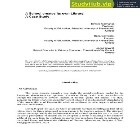 A School Creates Its Own Library A Case Study | PDF