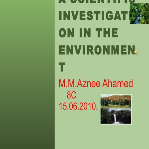 A scientific investigation in the environment | PPT | Geography | Science