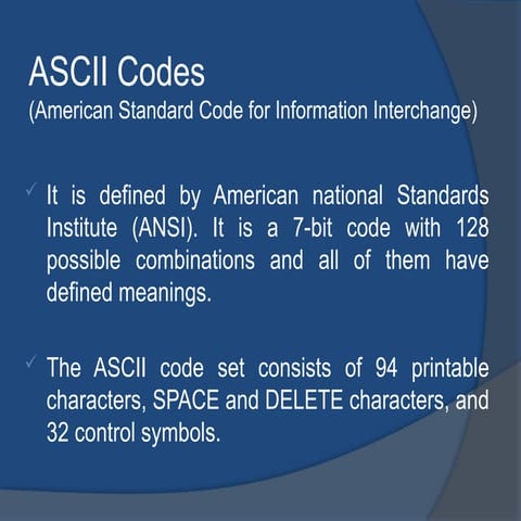 Presentation on ASCII Codes (American Standard Codes).pptx