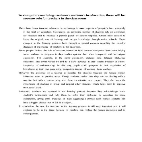 As computers are being used more and more in education | DOCX