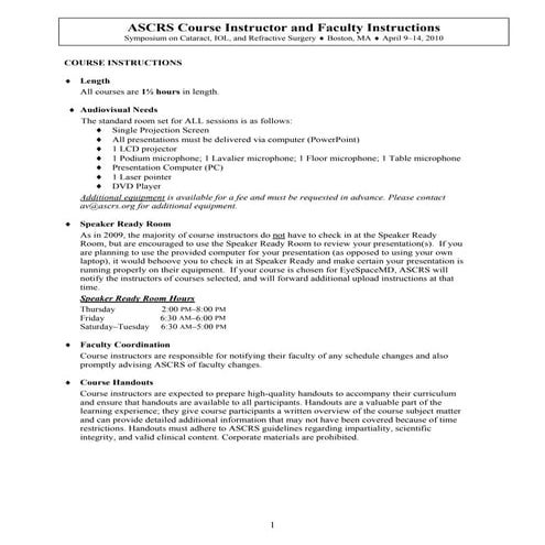 A S C R S Course Instructions 2010 | PDF