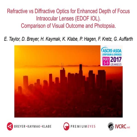 Refractive versus Diffractive Optics for Enhanced Depth of Focus ...