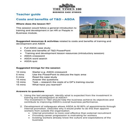 Asda edition-16-teacher-guide-costs-and-benefits-of-t+d | PDF