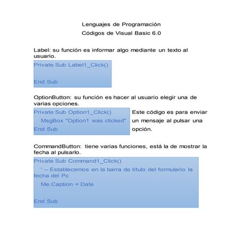 Códigos de Visual Basic | DOCX | Programming Languages | Computing