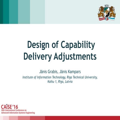 Design of Capability Delivery Adjustments @ASDENCA | PPTX