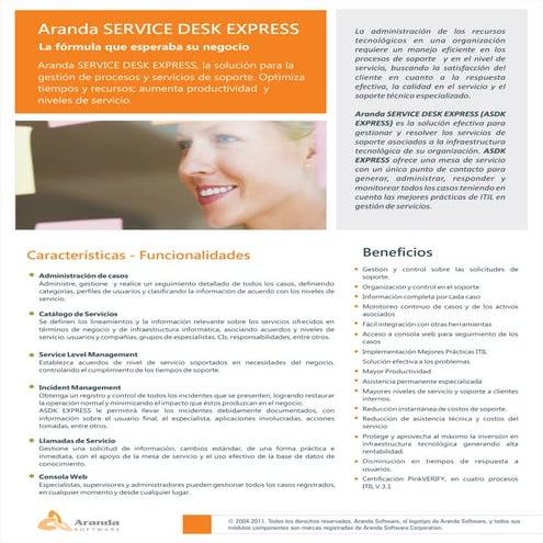 Aranda SERVICE DESK - Datasheet | PDF