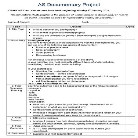 AS Photography Documentary assignment brief 2013 | DOC