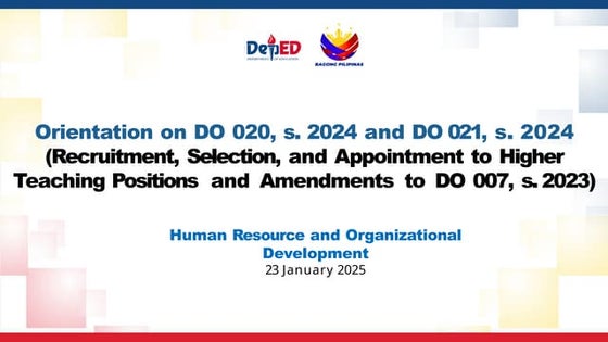 Deped order 007,s. 2023-(For Orientation).pptx | Human Resources | Business