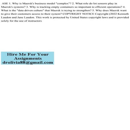 ASE 1. Why is Maersks business model complex 2. What role do lot .pdf