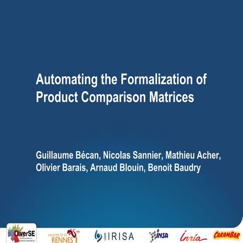 Automating the Formalization of Product Comparison Matrices | PPT