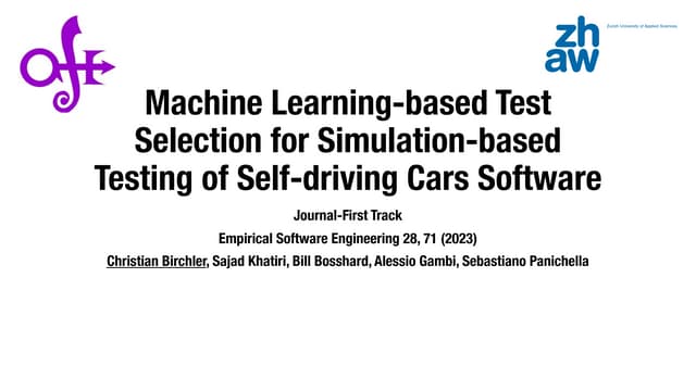 Machine Learning Based Test Selection For Simulation Based Testing Of