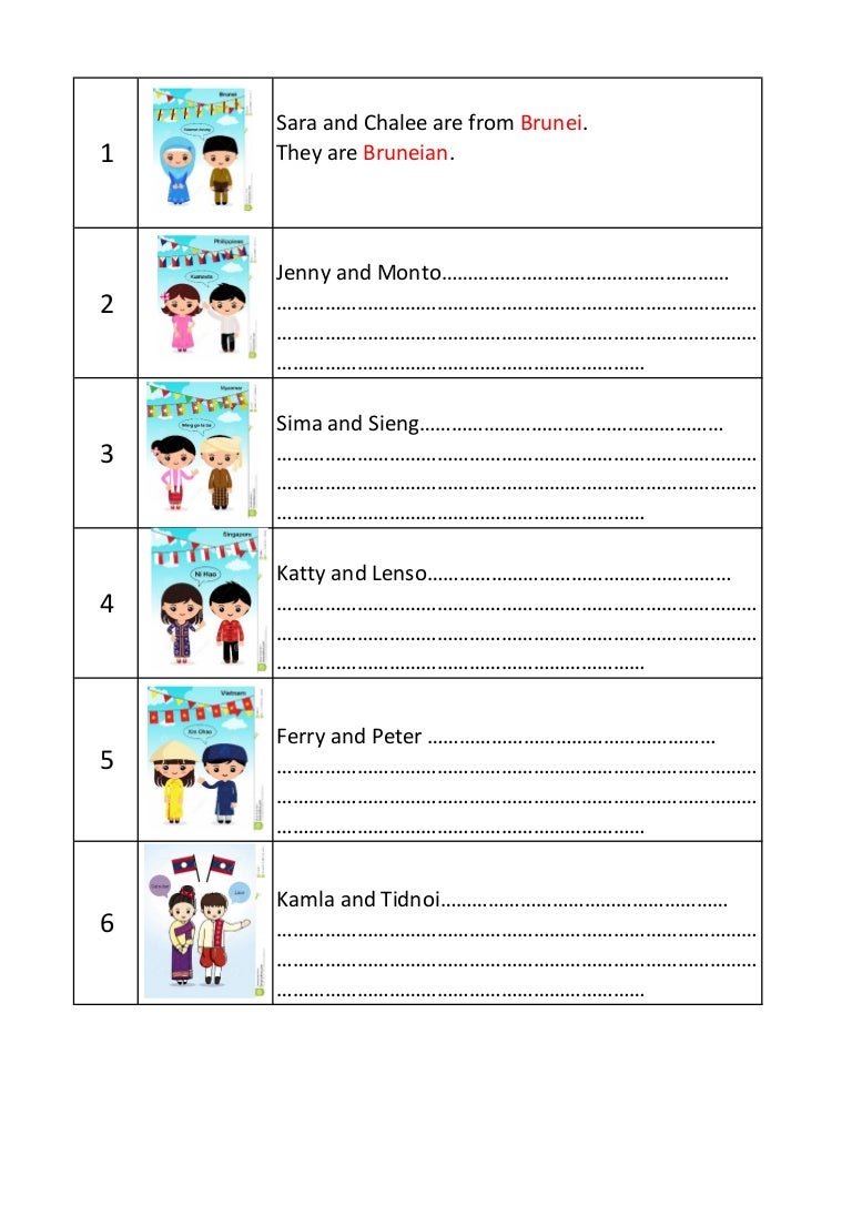 Asean people worksheet