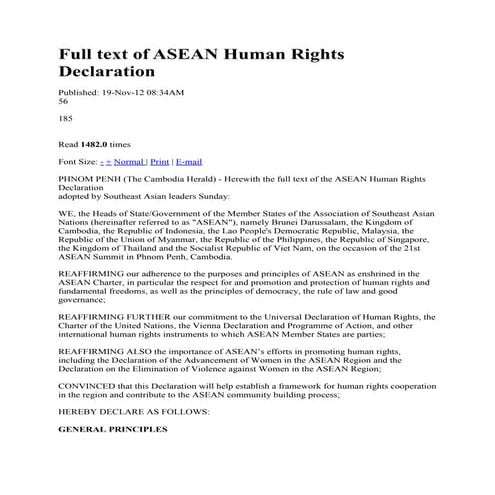 Asean human rights declaration | PDF