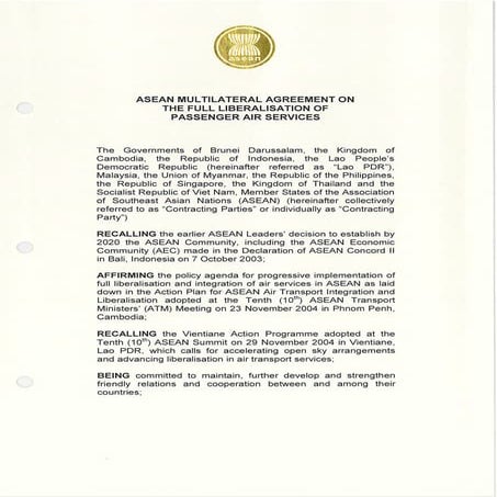 Asean multilateral agreement on air services | PDF