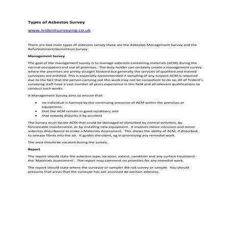 Types of Asbestos Survey | PDF