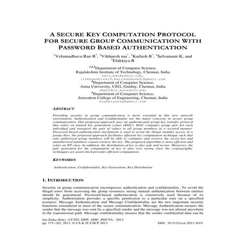 A Secure Key Computation Protocol For Secure Group Communication With Password Based 3644