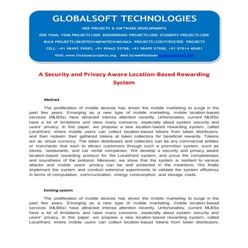 IEEE 2014 JAVA PARALLEL DISTRIBUTED PROJECTS A security and privacy aware location based ...
