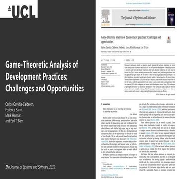Game Theoretic Analysis Of Development Practices Challenges And Opportunities Pptx