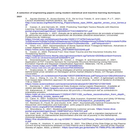 A selection of engineering papers using modern statistical and machine ...