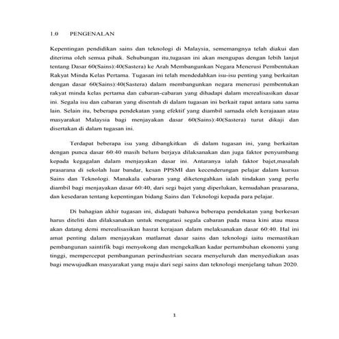 dasar 60(sains) : 40(sastera) | DOC