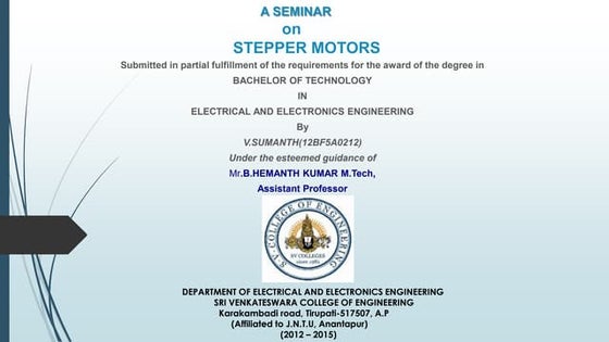 Stepper motor ppt | PPTX | Robotics | Technology & Computing